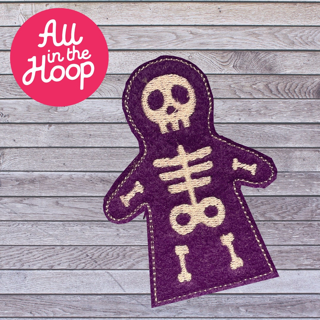 In the Hoop Finger Puppet Skeleton, Machine Embroidery Designs, Brother ...
