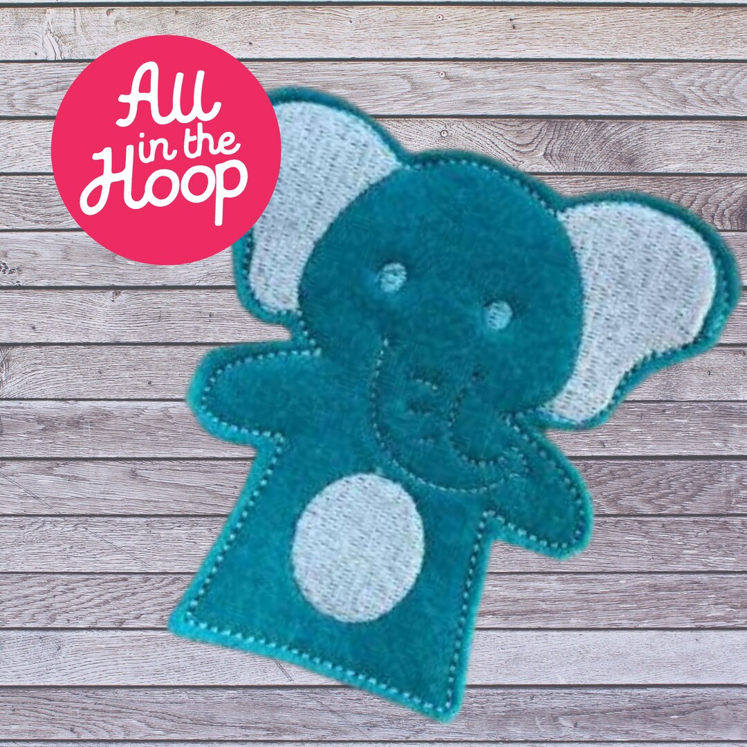 In the Hoop Finger Puppet Cute Elephant, Machine Embroidery Designs ...