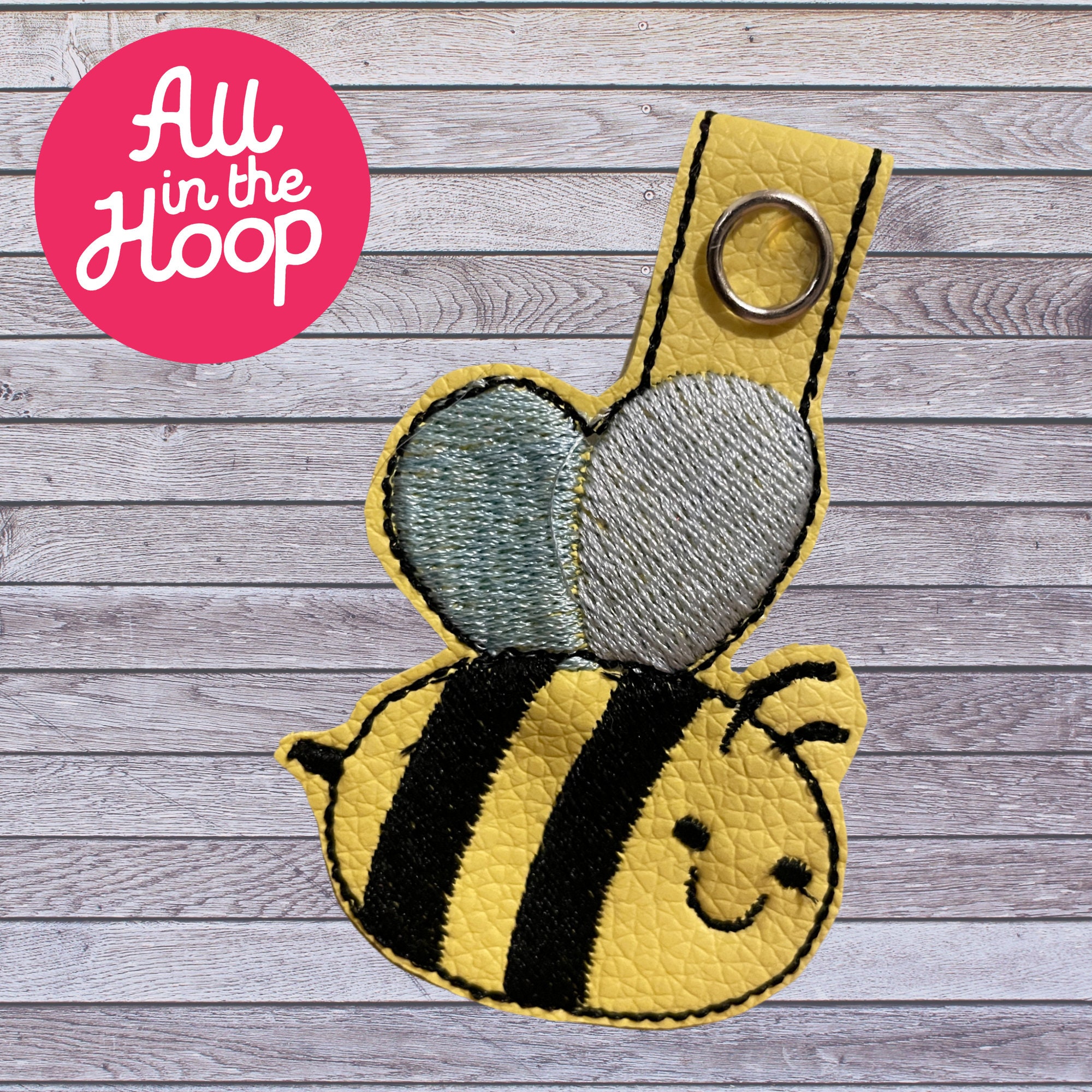 In the Hoop Key Fob Cute Bee, Machine Embroidery Designs, Brother PES ...