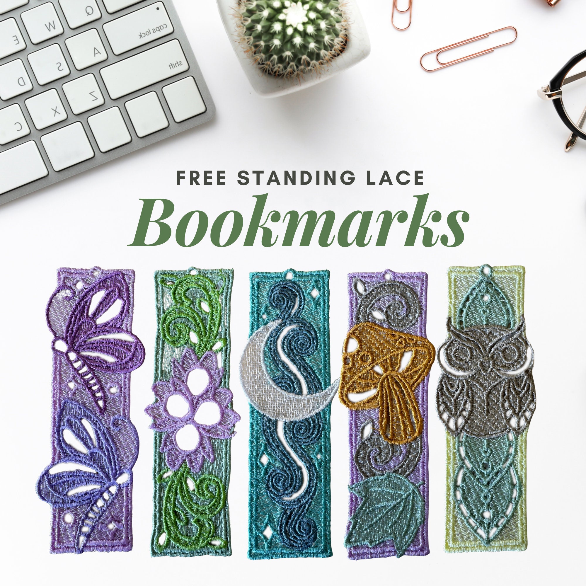 In the Hoop Free Standing Lace Bookmarks 5 Pack, Machine Embroidery ...
