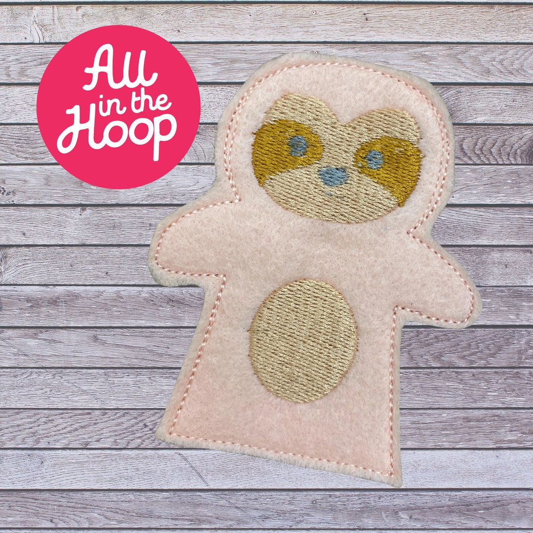 In the Hoop Finger Puppet Sloth, Machine Embroidery Designs, Brother ...