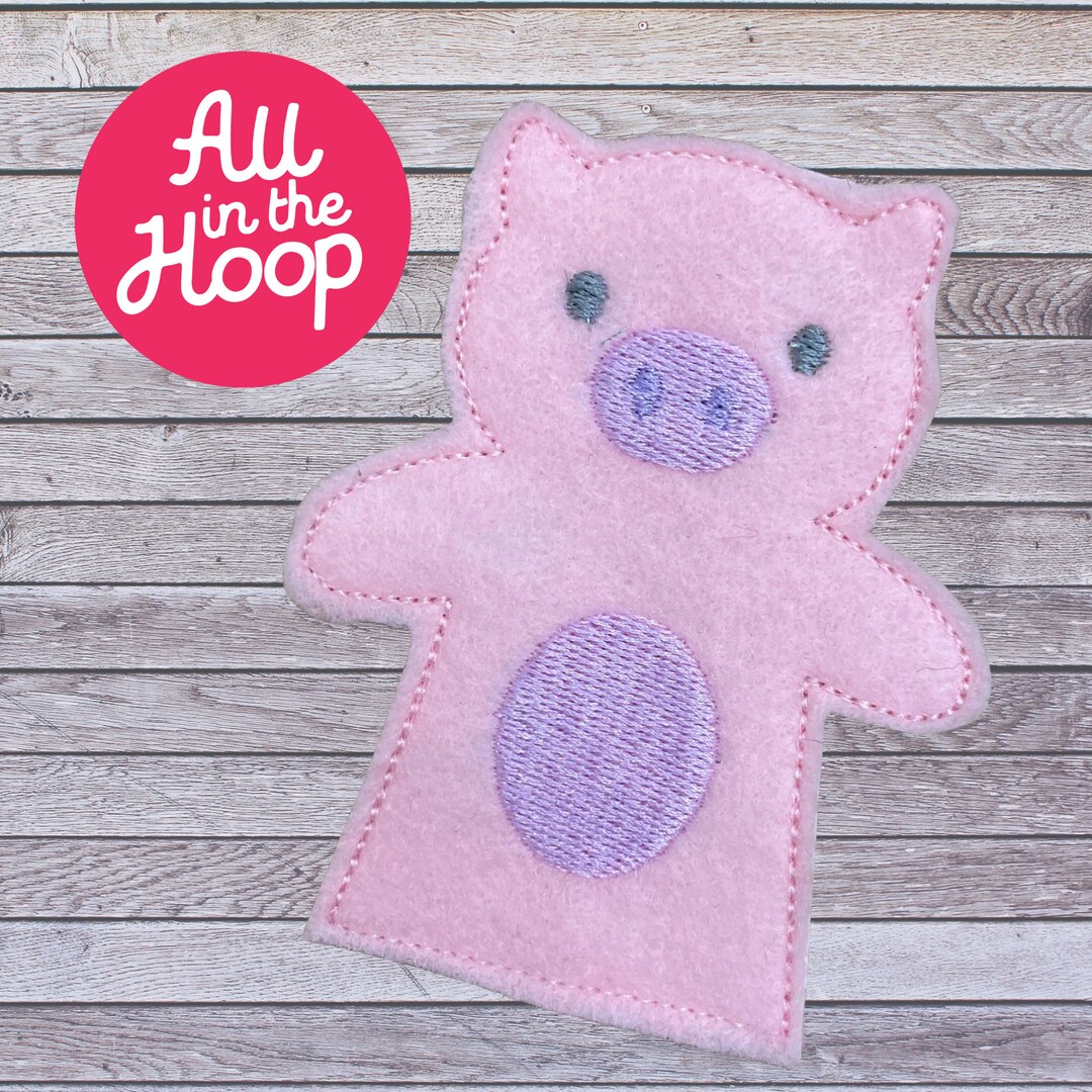 In the Hoop Finger Puppet Pig, Machine Embroidery Designs, Brother PES ...