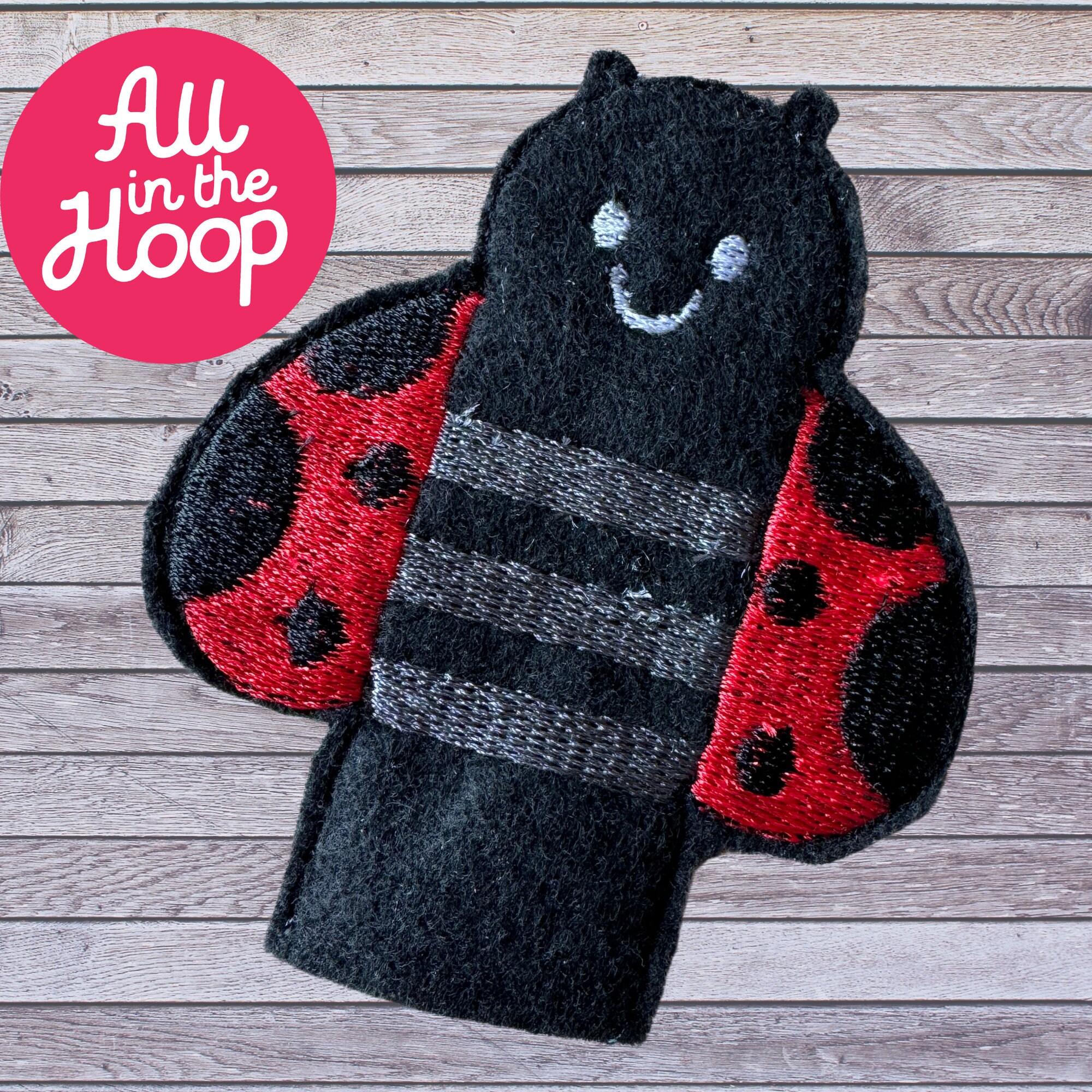 In the Hoop Finger Puppet Lady Bug, Machine Embroidery Designs, Brother ...