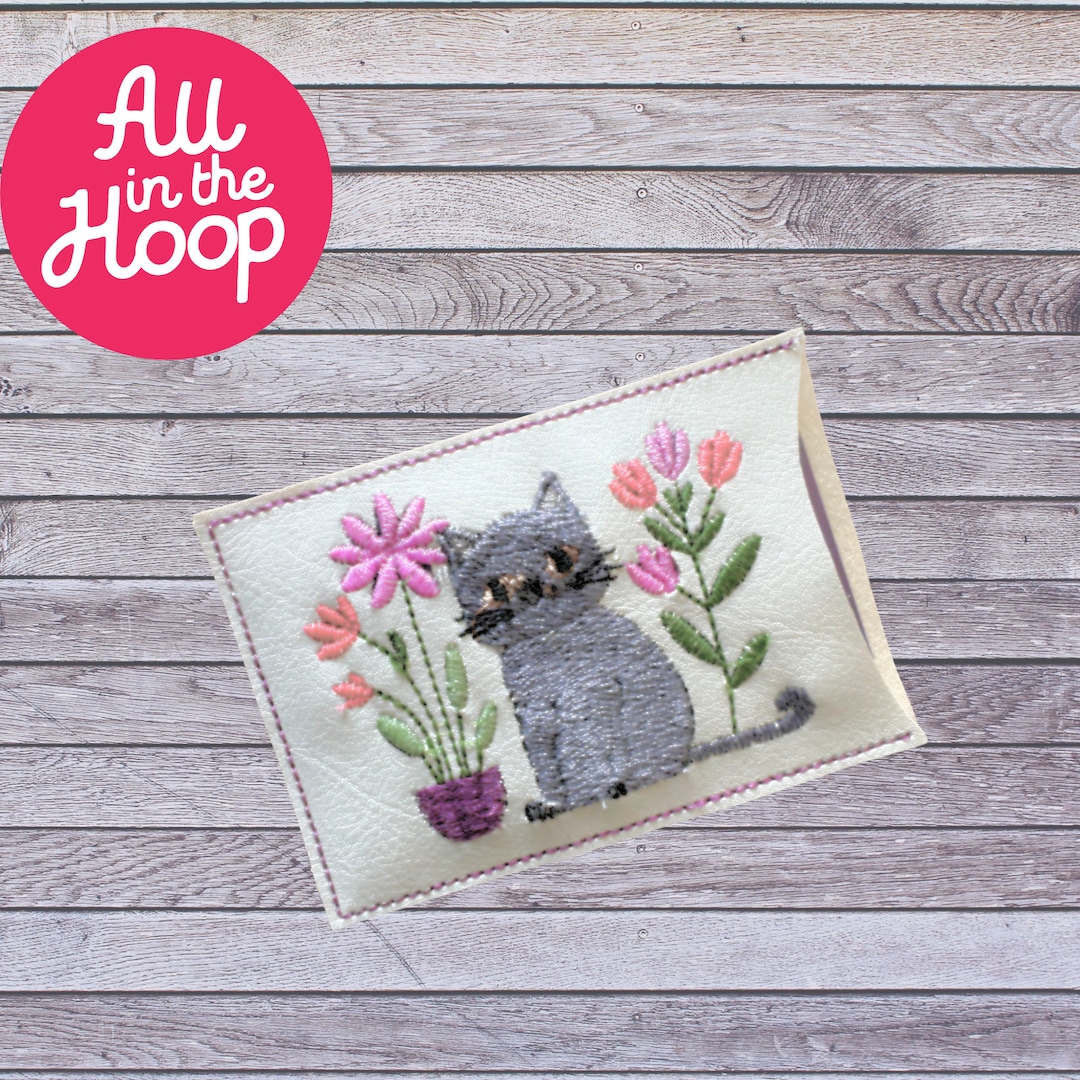 In the Hoop Cat Card Holder, Machine Embroidery Designs, Brother PES ...