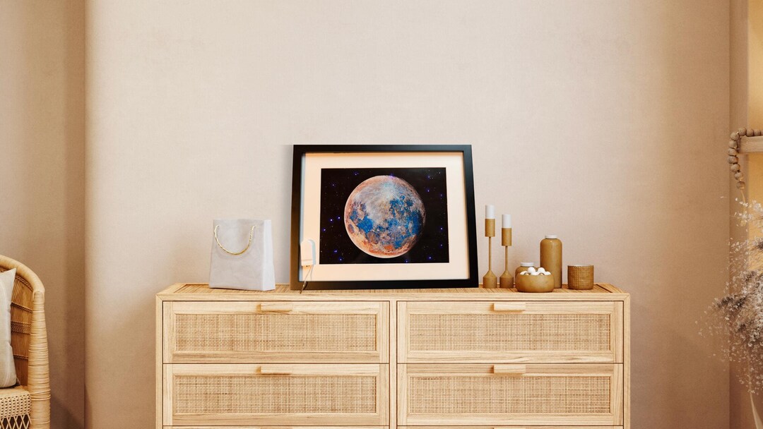 Beautiful Space Starry Light up Wall Art Moon Framed Photo ...