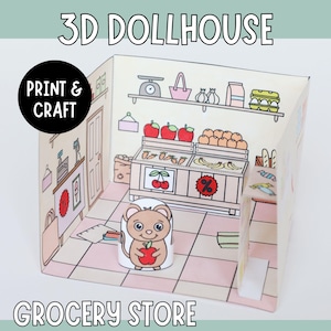 Grocery Room for 3D Dollhouse - Printable Paper Craft With a Figure - Etsy