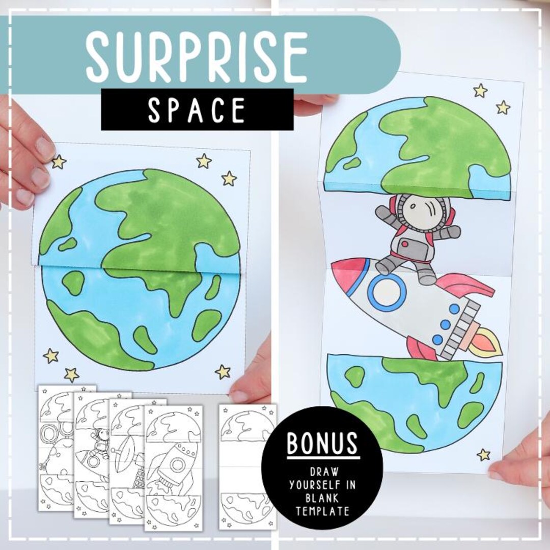 Paper Craft Prinable Space Cards With the Globe for Kids Activites - Etsy