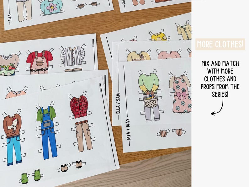 Paper Doll Starter Kit – Printable Craft With 6 Dolls, Clothes & Props ...