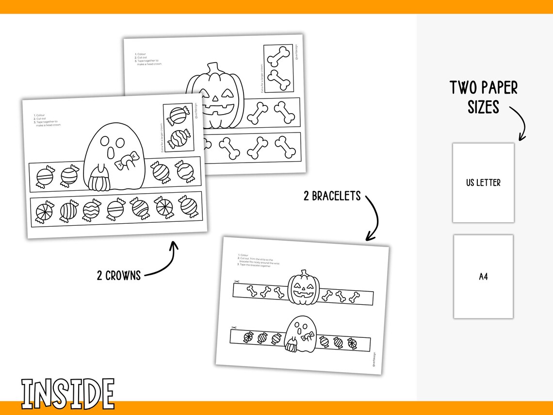 Halloween Bracelets and Crowns Craft – Printable Accessories for Kids ...