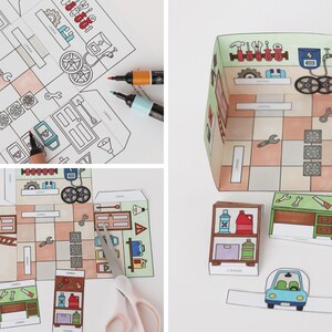 Garage for 3D Dollhouse - Printable Paper Craft With Car Figure - Etsy