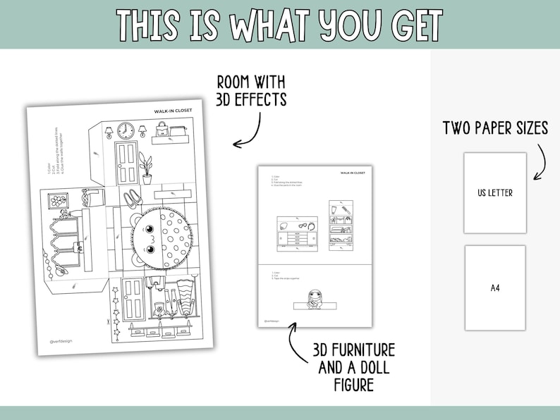 Walk-in Closet for 3D Dollhouse - Printable Paper Craft With Frog ...