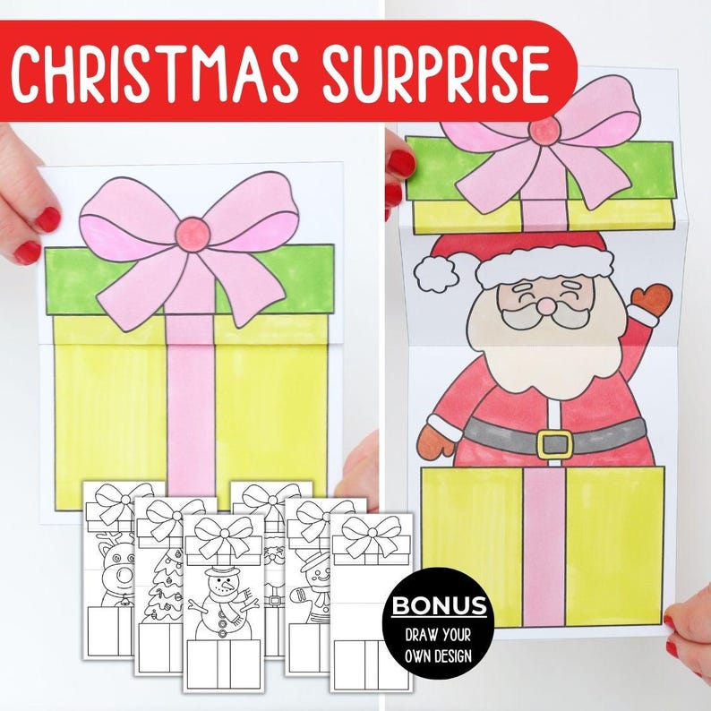 Christmas Surprise Present Cards Paper Craft Activity Printable ...