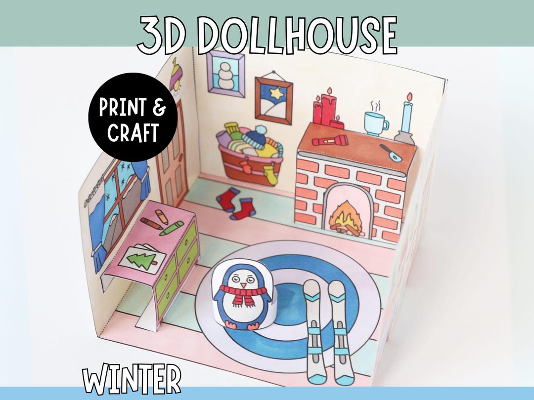 Winter-themed Room for 3D Dollhouse - Printable Paper Craft With ...