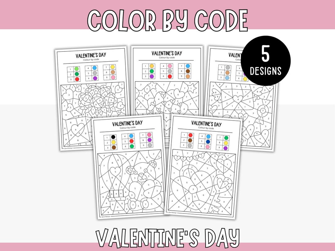 Color by Code Valentine's Day Designs – Fun and Creative Activity for ...