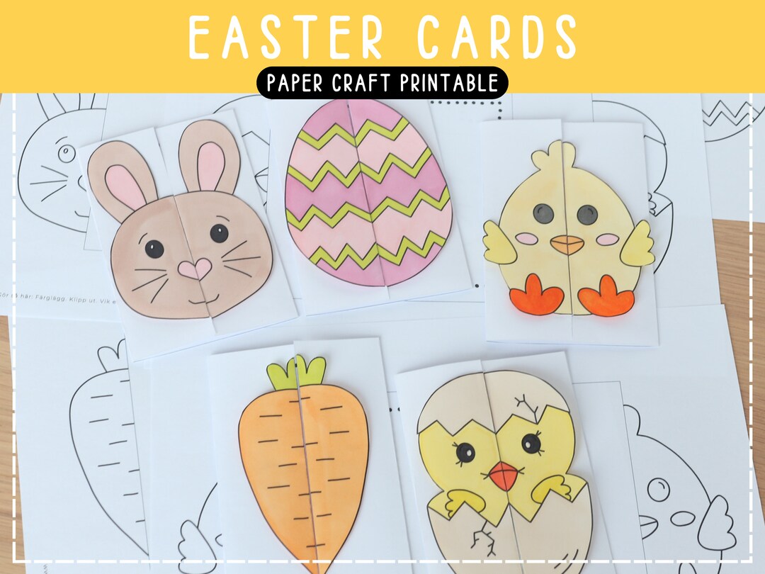 Easter Cards Paper Craft Activity Printable Coloring Page for Kids Open ...