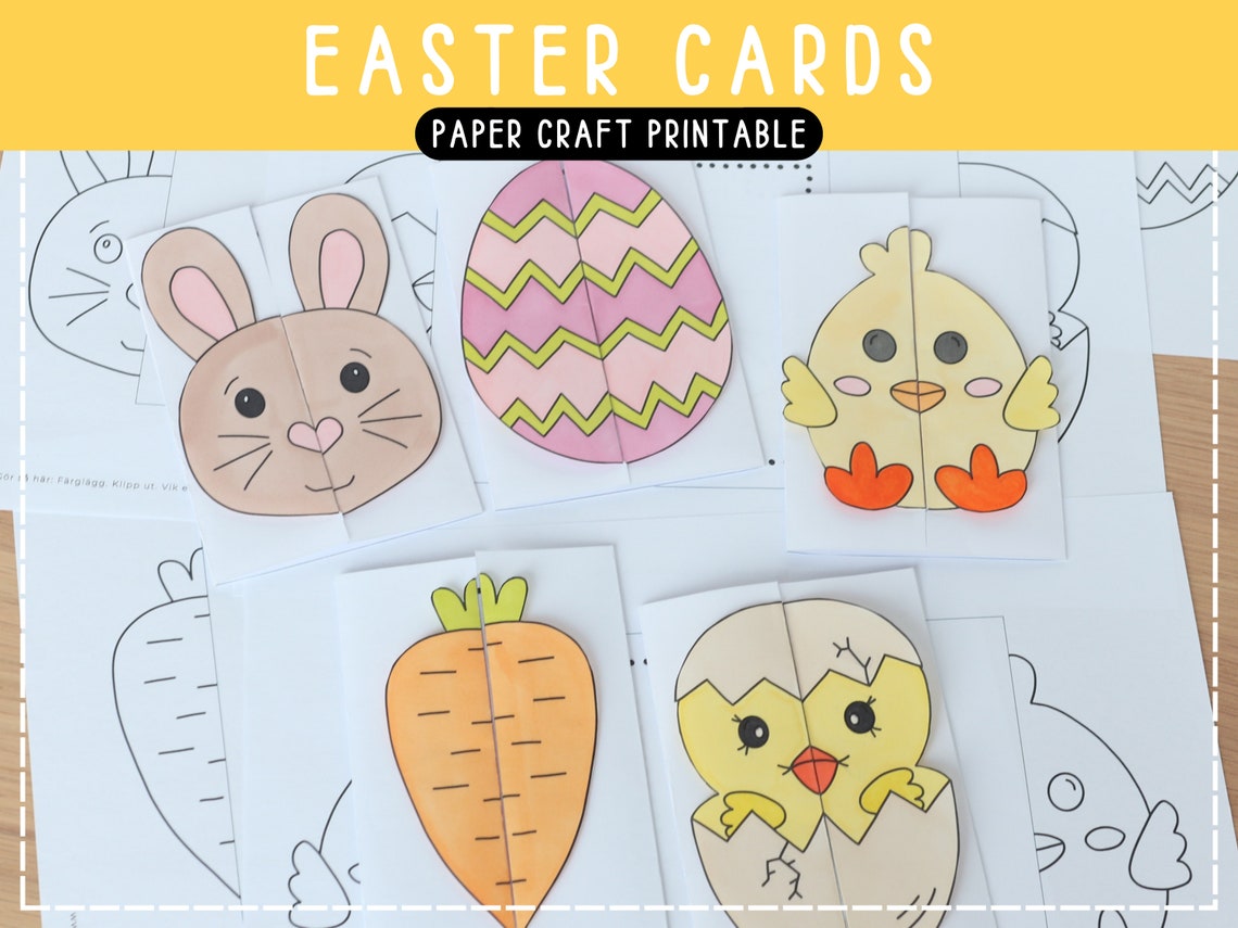 Easter Cards Paper Craft Activity Printable Coloring Page for Kids Open ...