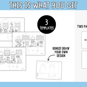 Winter House 3D Paper Craft - Printable Coloring Activity for Kids - Etsy