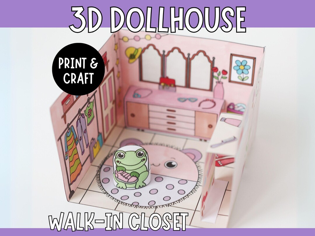 Walk-in Closet for 3D Dollhouse - Printable Paper Craft With Frog ...