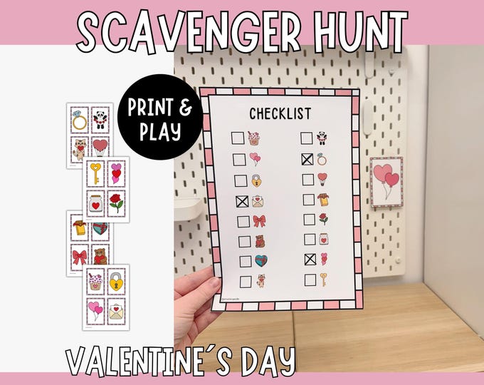 Editable Valentines Day Scavenger Hunt, Personalized Valentines Day ...