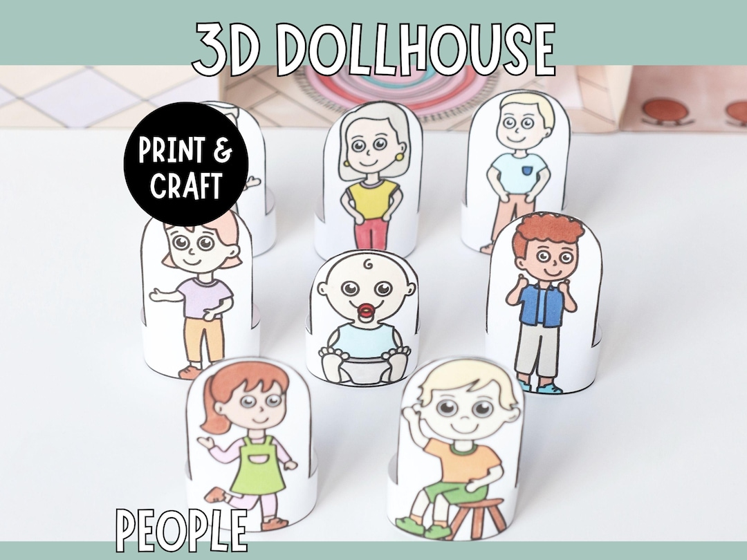 Printable People for Dollhouse - DIY Paper Craft for Kids - Etsy