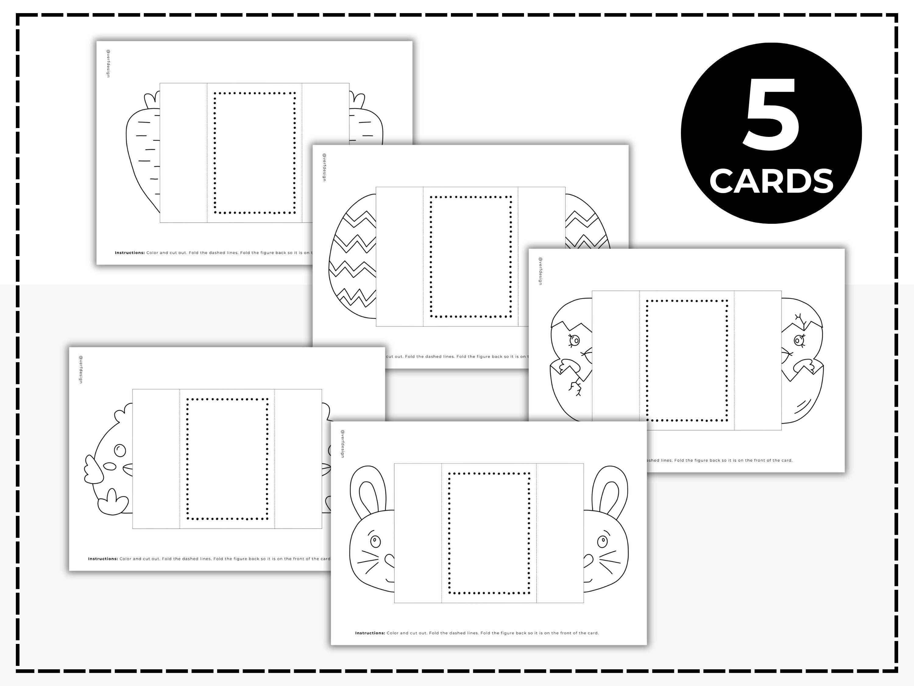 Easter Cards Paper Craft Activity Printable Coloring Page for Kids Open ...