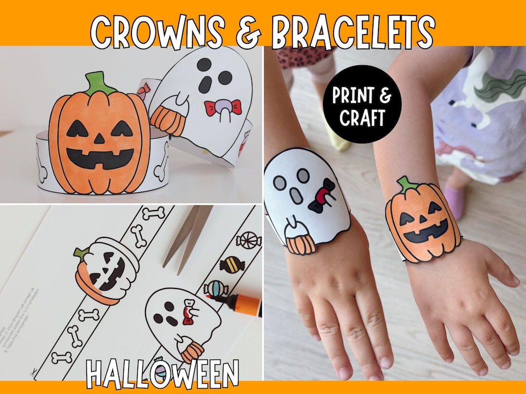 Halloween Bracelets and Crowns Craft – Printable Accessories for Kids ...
