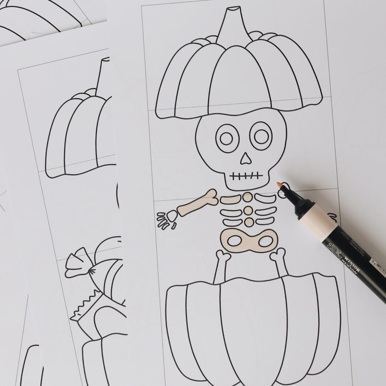 Halloween Surprise Pumkin Cards Paper Craft Activity Printable Coloring ...