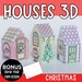 Christmas Holiday Houses Paper Craft Activity Printable Coloring Page ...