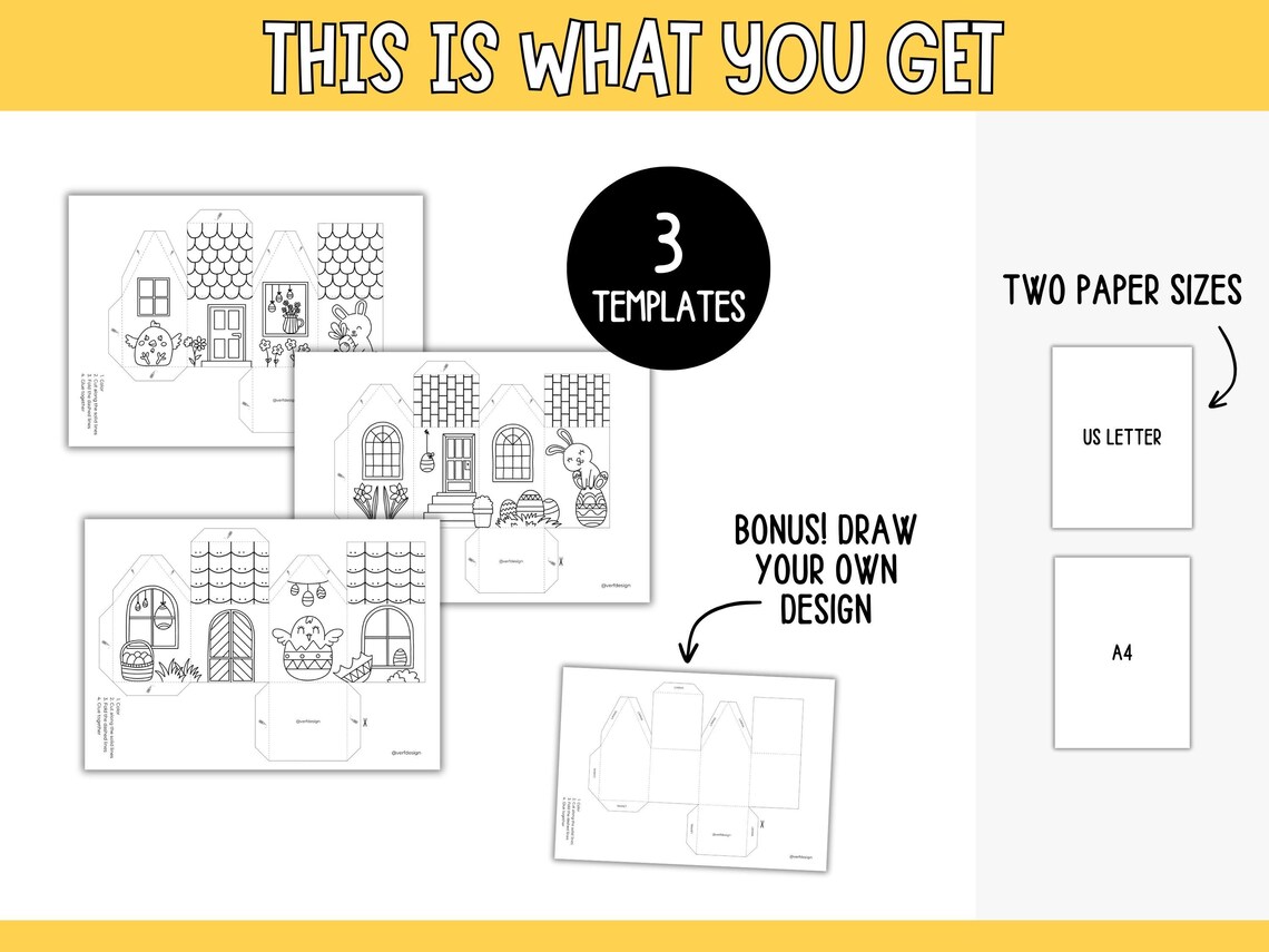 Easter 3D Houses - Printable Paper Craft Activity for Kids - Etsy