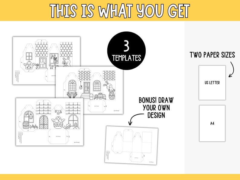 Easter 3D Houses - Printable Paper Craft Activity for Kids - Etsy