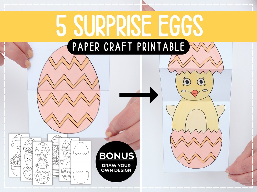 Easter Surprise Egg Cards Paper Craft Activity Printable Coloring Page ...