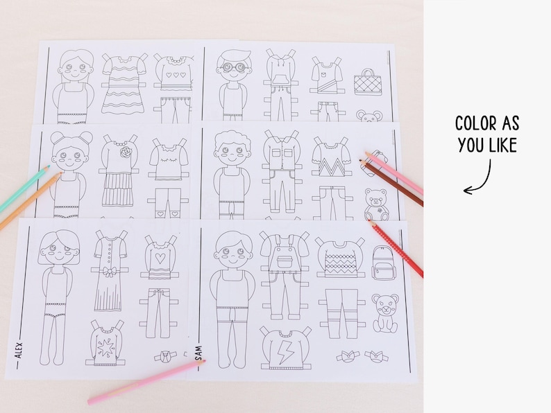 Paper Doll Starter Kit – Printable Craft With 6 Dolls, Clothes & Props ...