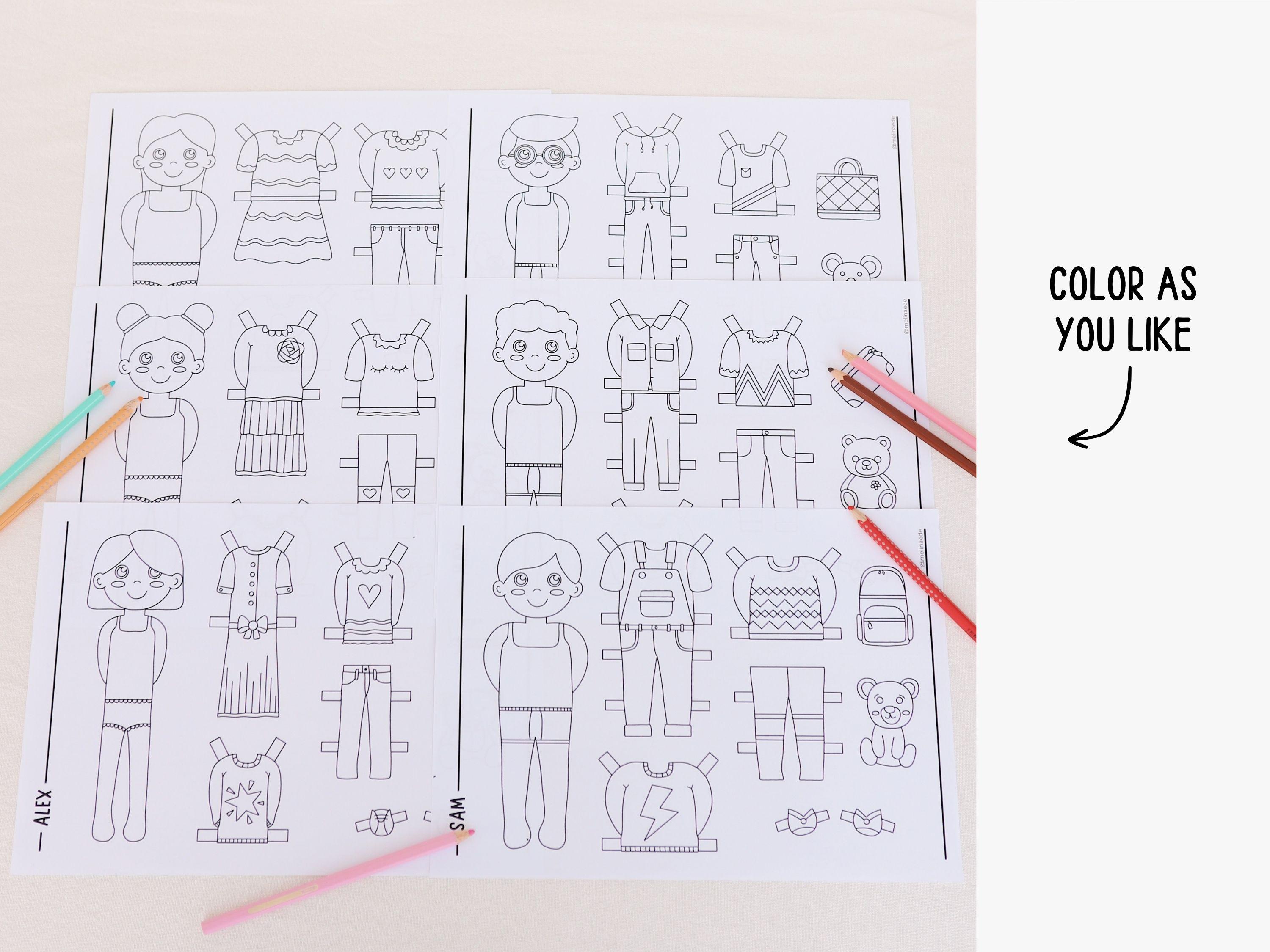 Paper Doll Starter Kit – Printable Craft With 6 Dolls, Clothes & Props ...