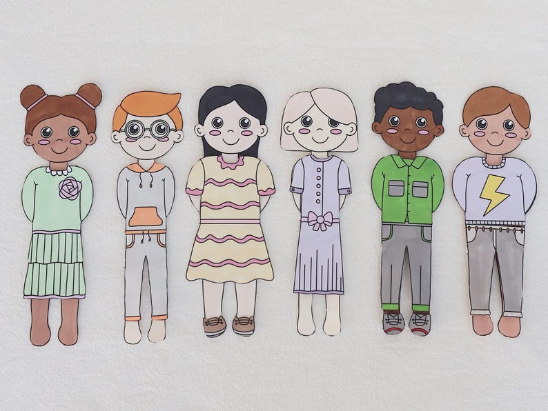 Paper Doll Starter Kit – Printable Craft With 6 Dolls, Clothes & Props ...