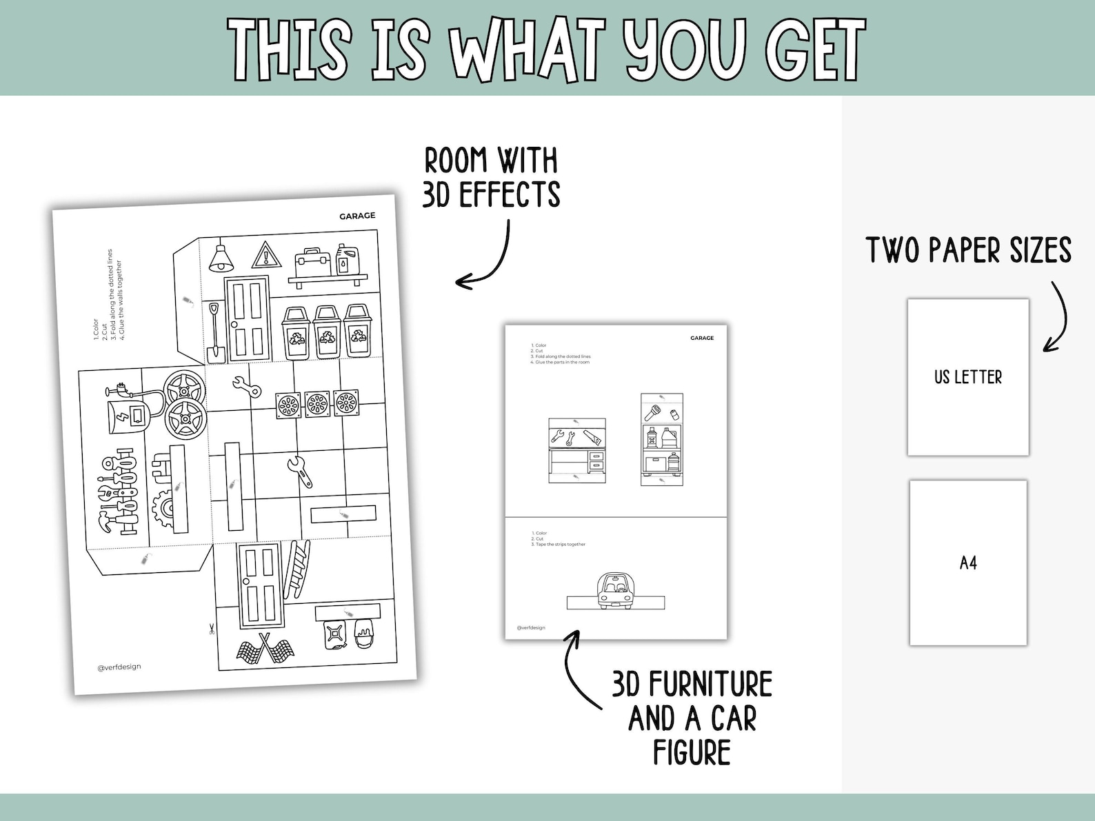 Garage for 3D Dollhouse - Printable Paper Craft With Car Figure - Etsy