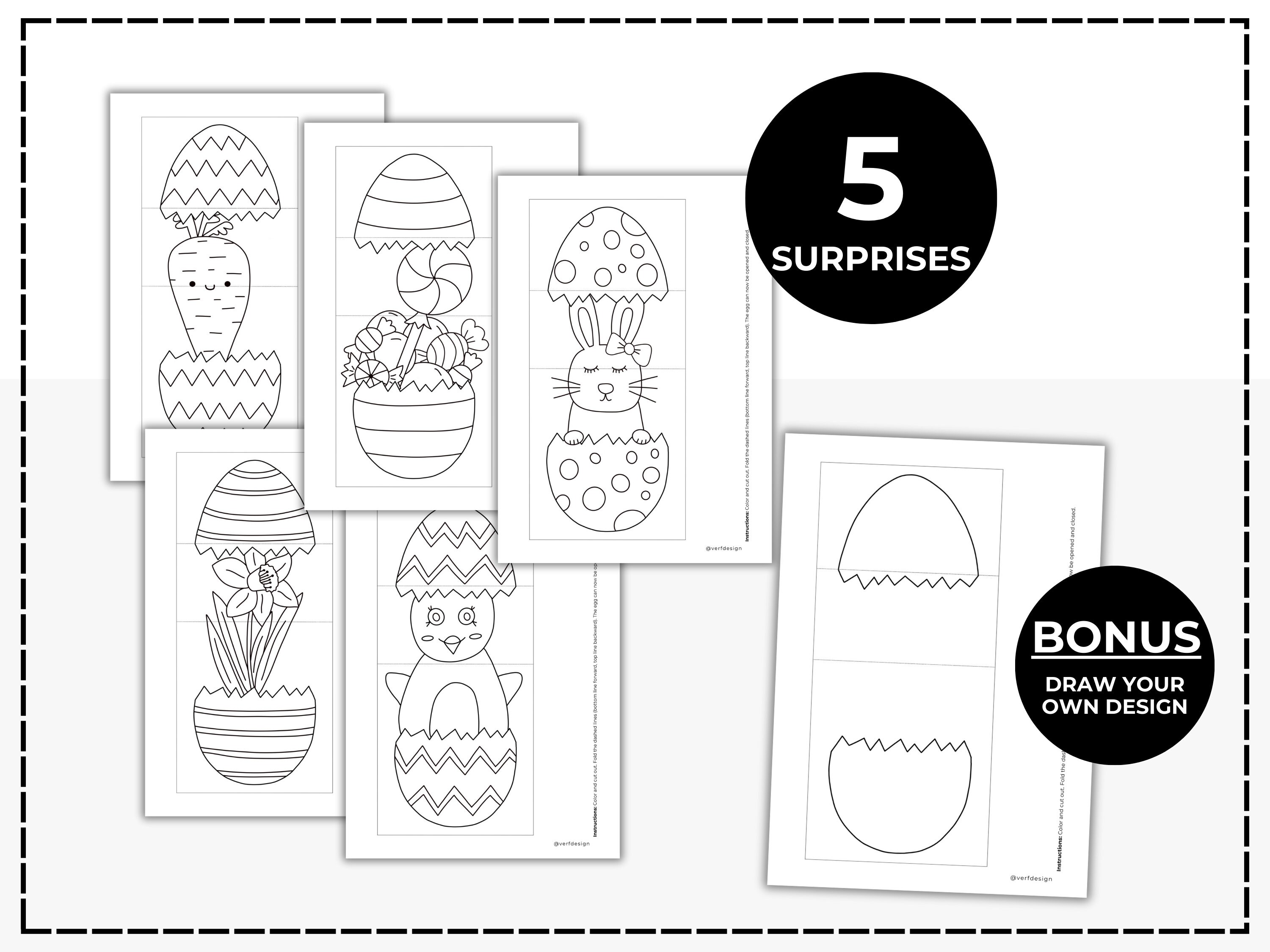 Easter Surprise Egg Cards Paper Craft Activity Printable Coloring Page ...
