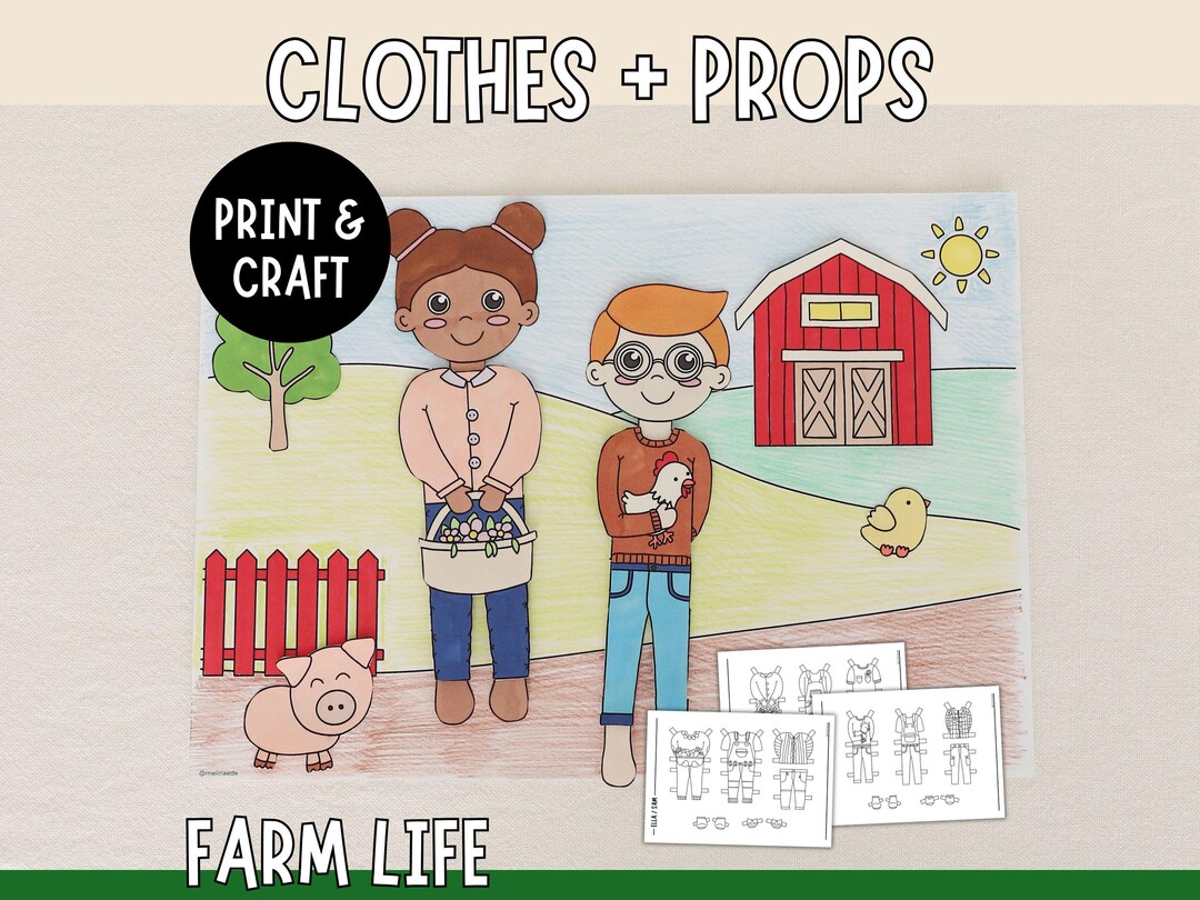 Farm Life Paper Doll Expansion Set – Clothes, Props & Play Background ...