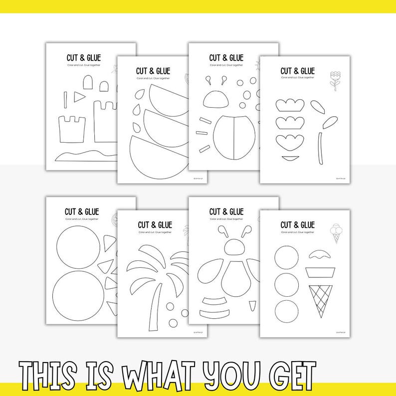 Cut and Paste Summer Craft – Printable Summer Activities for Kids - Etsy
