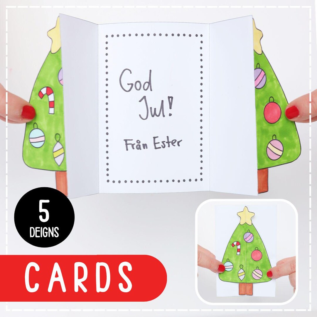 Christmas Cards Paper Craft Activity Printable Coloring Page for Kids ...