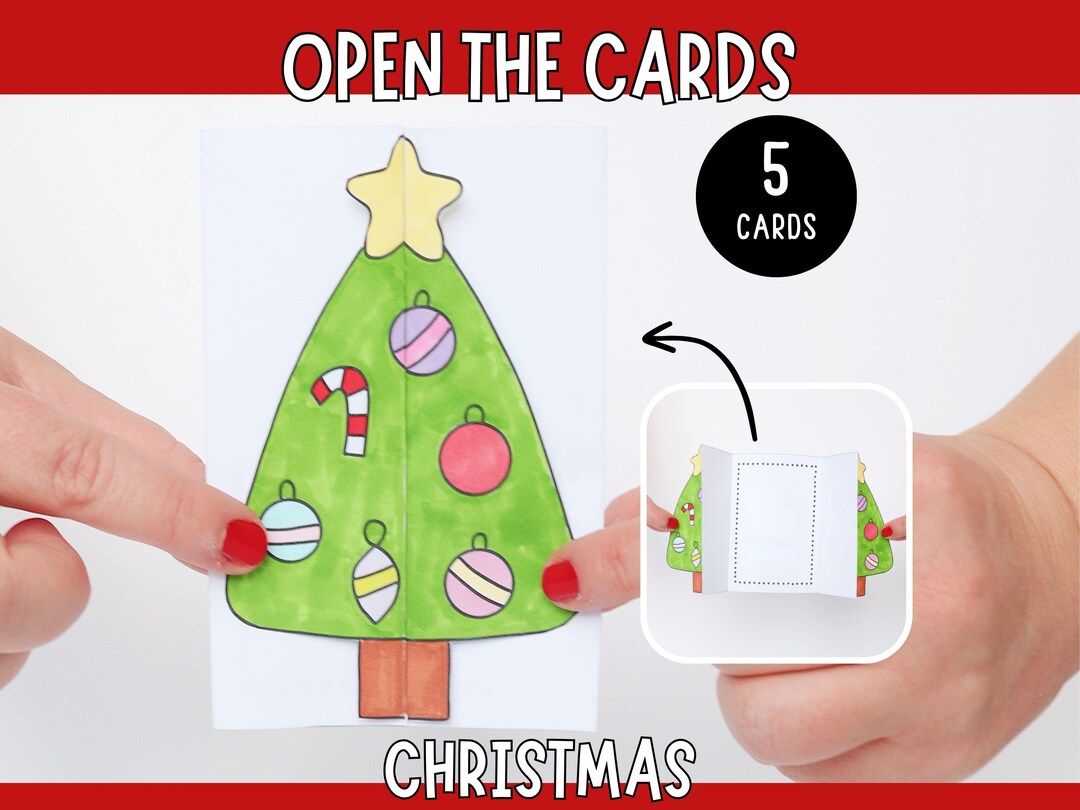 Christmas Foldable Cards - Printable Craft for Kids - Color, Cut & Fold ...