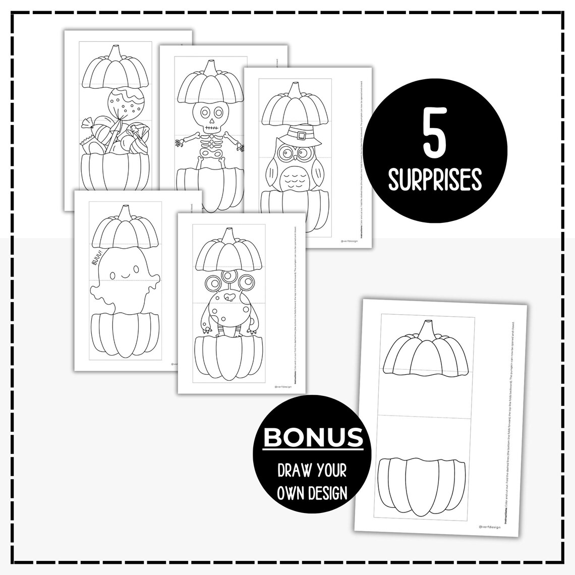 Halloween Surprise Pumkin Cards Paper Craft Activity Printable Coloring ...