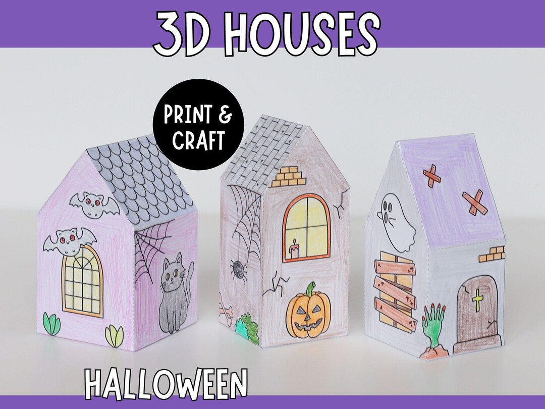 Haunted Halloween Houses 3D Paper - Printable Paper Craft Activity for ...