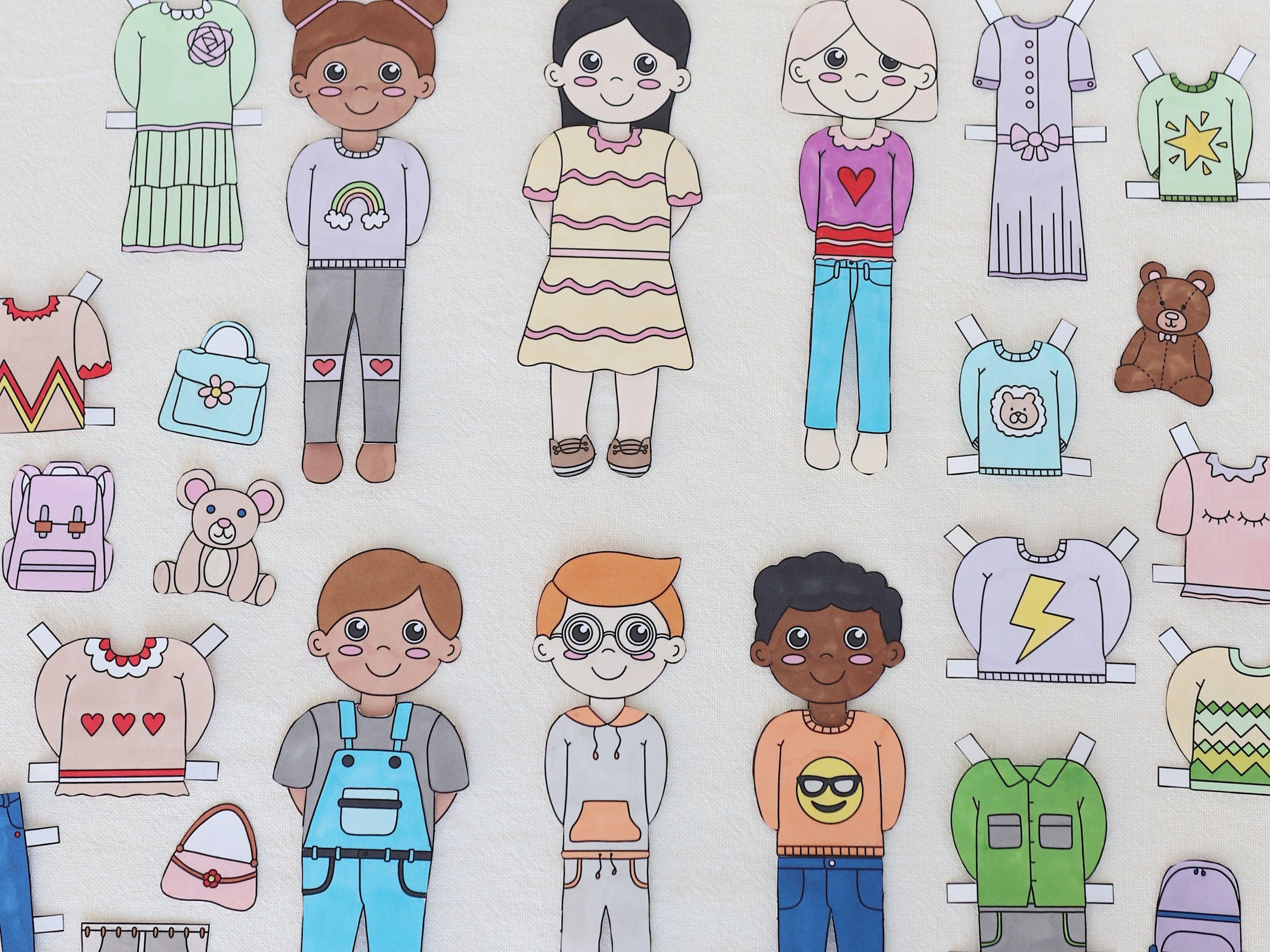 Paper Doll Starter Kit – Printable Craft With 6 Dolls, Clothes & Props ...