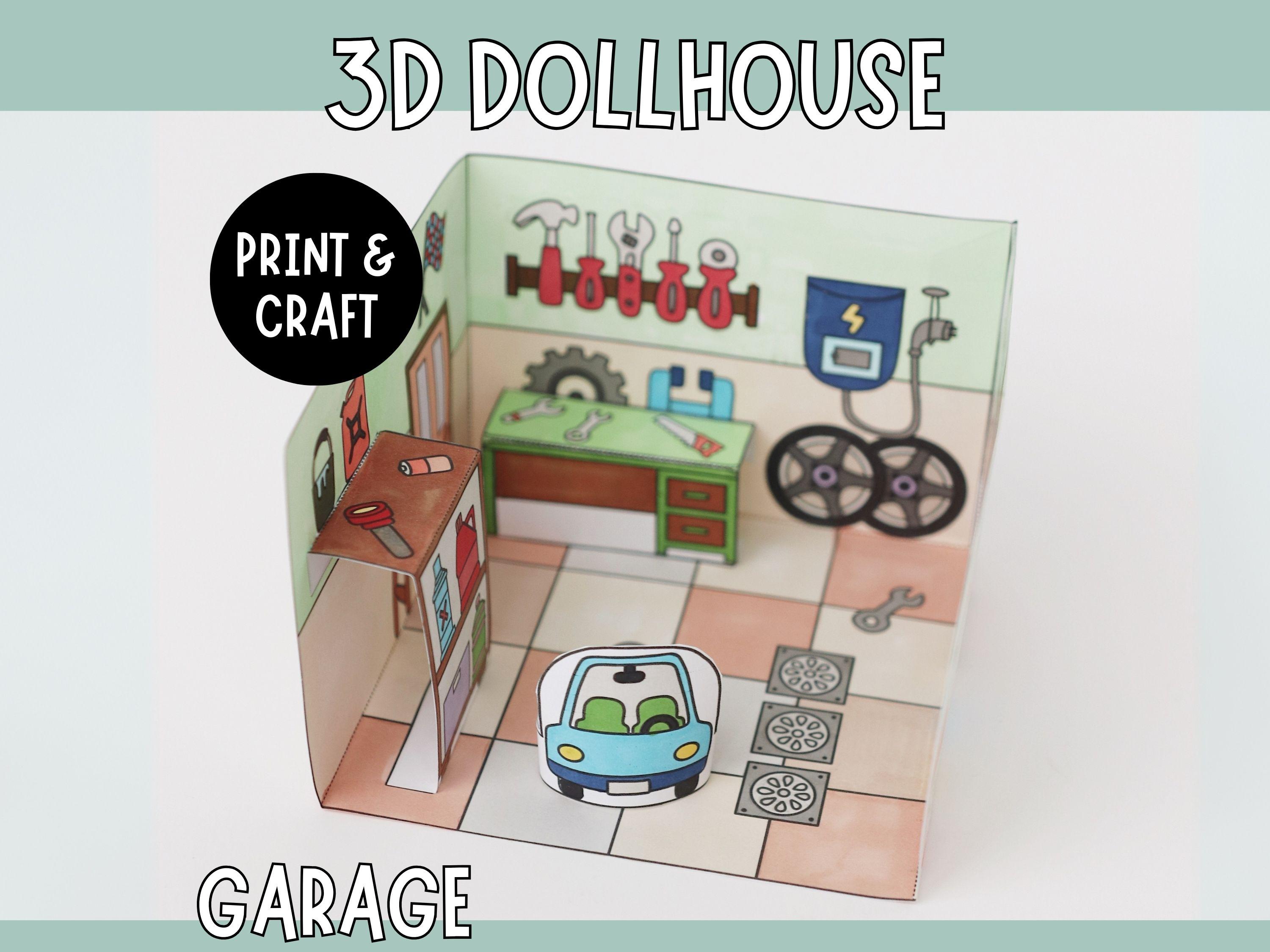 Garage for 3D Dollhouse - Printable Paper Craft With Car Figure - Etsy
