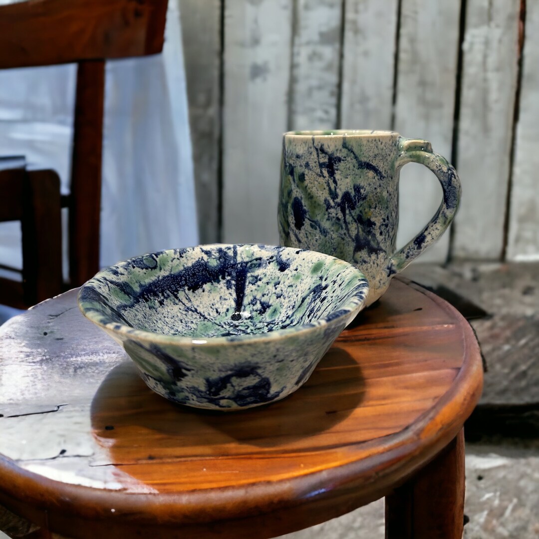 Aspen 59 Wheel Thrown Breakfast Set With Splatter Bowl and Mug - Etsy