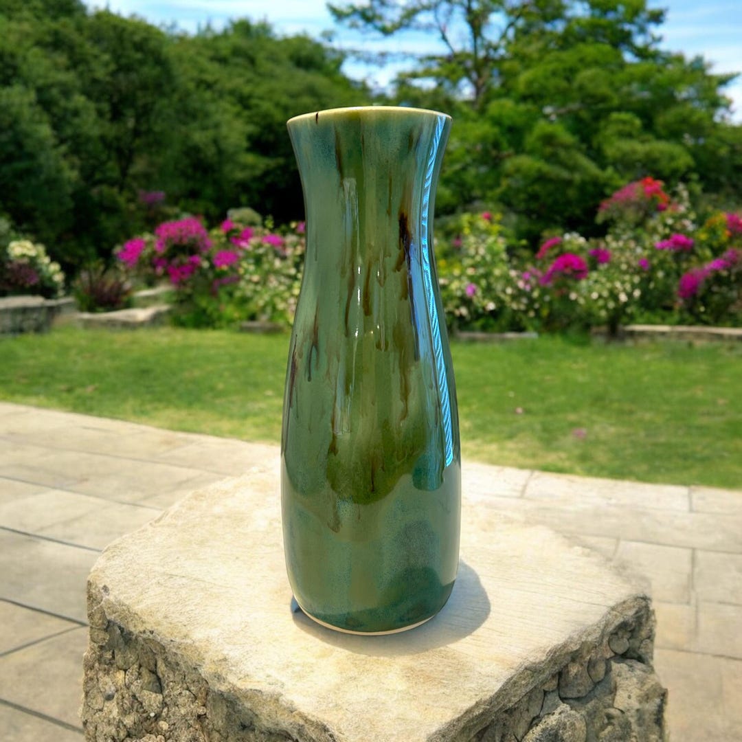 Slip Cast Pottery 7" Tall Vase #83 in Aspen Tree Green - Etsy