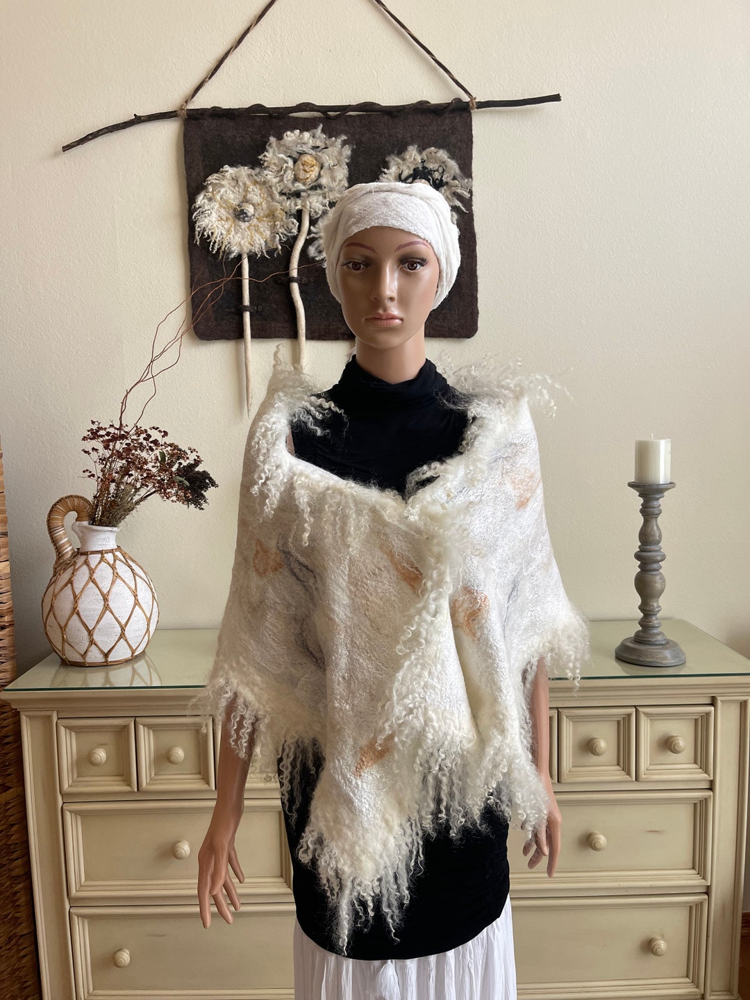 100% Natural Fibers Eco-fashion Handmade Nuno Felted Eco Friendly Wool ...