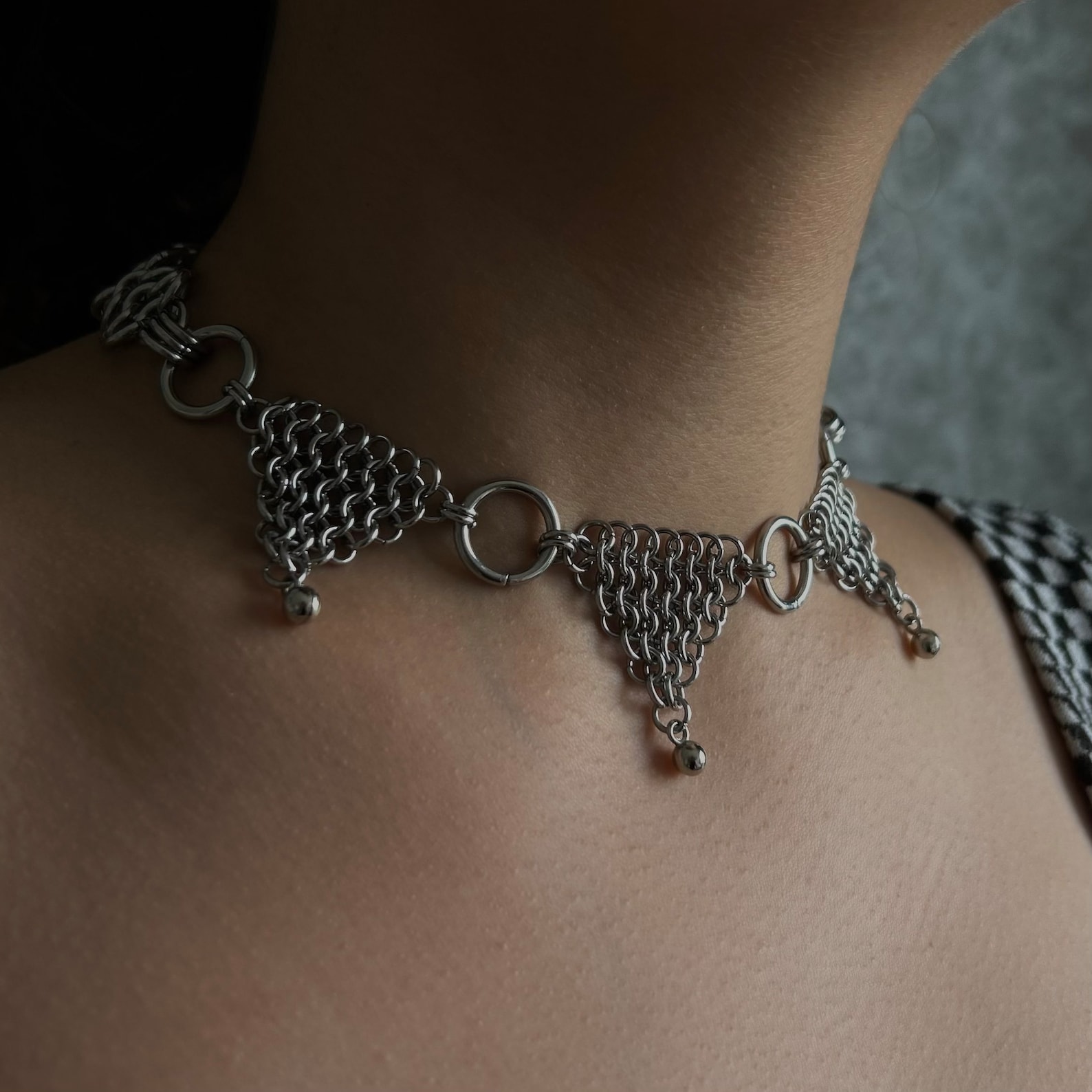 European Weave Stainless Steel Chainmail Necklace | Jester Necklace ...