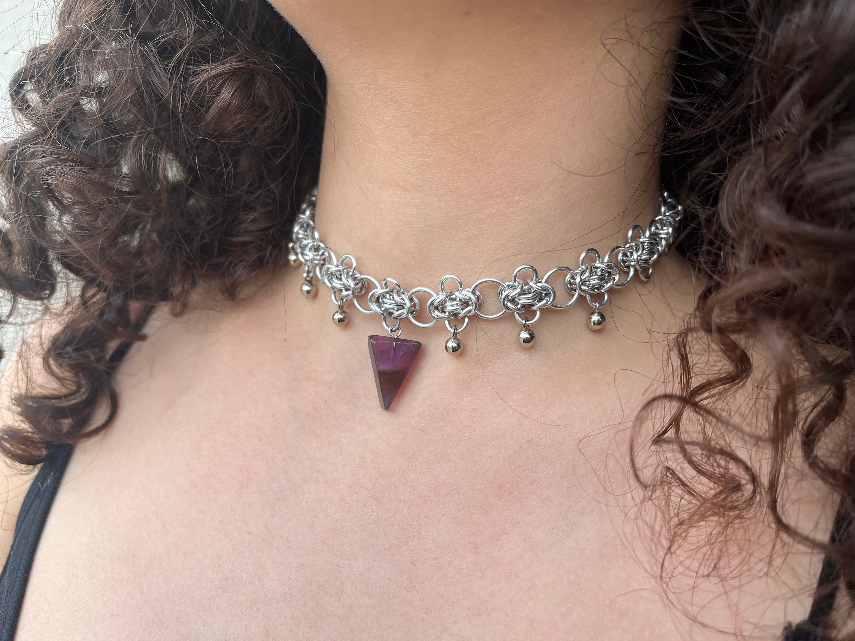 Byzantine Weave Amethyst Gothic Chainmail Choker Chainmail Jewelry ...