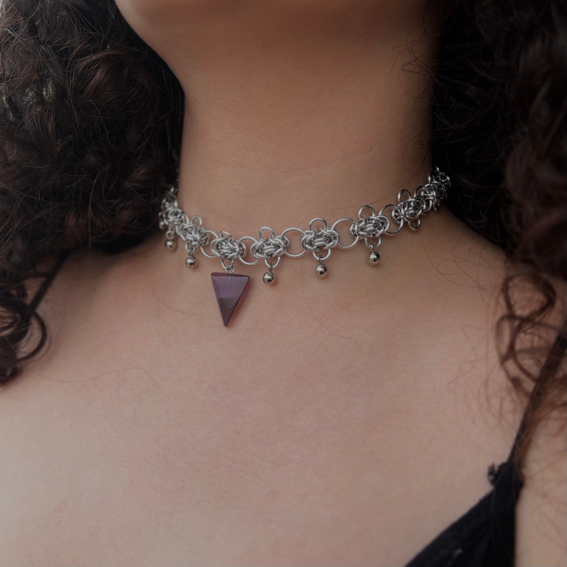 Byzantine Weave Amethyst Gothic Chainmail Choker Chainmail Jewelry ...
